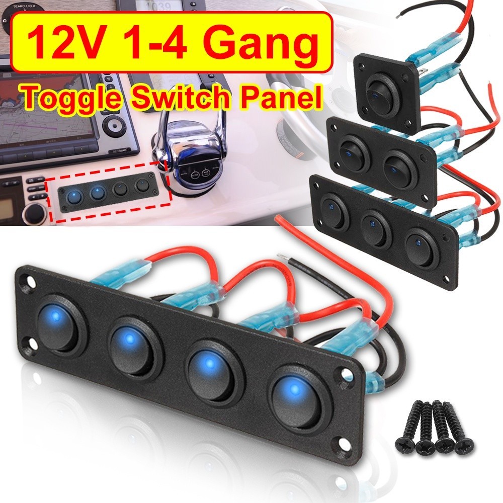 12v 1-4 Gang Universal Toggle Switch Panel USB Car Boat Marine RV Truck ...