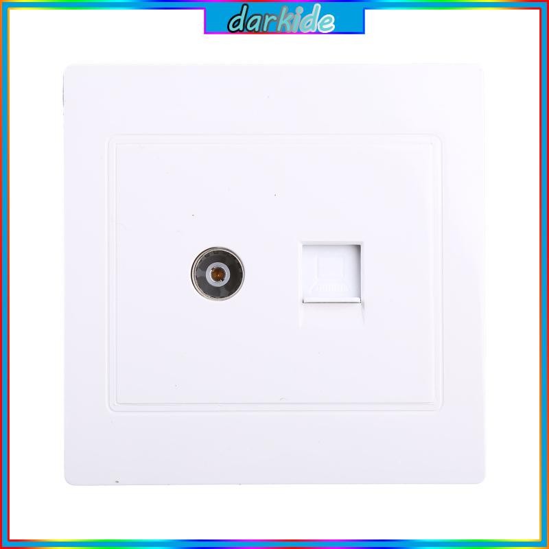 Dark RJ45 Adapter+TV Antenna Coaxial Wall Mount Output Faceplate Panel ...