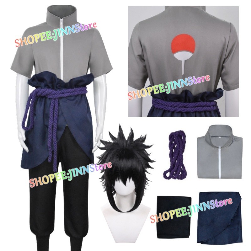 - JINN - Sasuke Uchiha Cosplay Costume NARUTO Sasuke Wig Uniforms Set ...