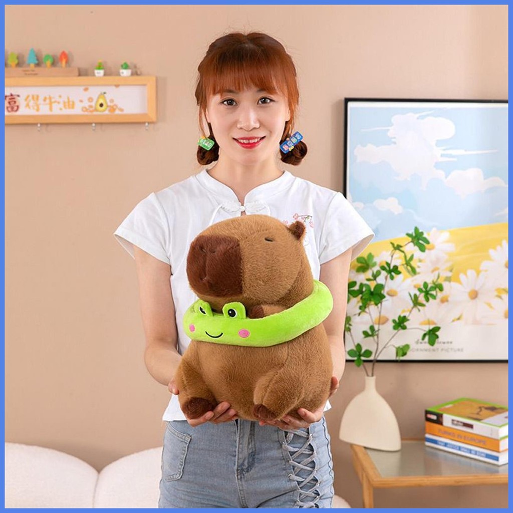 Capybara Stuffed Animal Cute Capybara with Frog Swimming Rings Plush ...