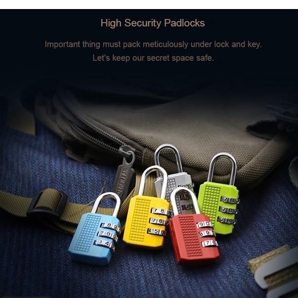 Travel Padlock Zinc Alloy Password Small Portable Luggage Bag Lock Kunci Mangga (3-Digit) 密码锁 ...