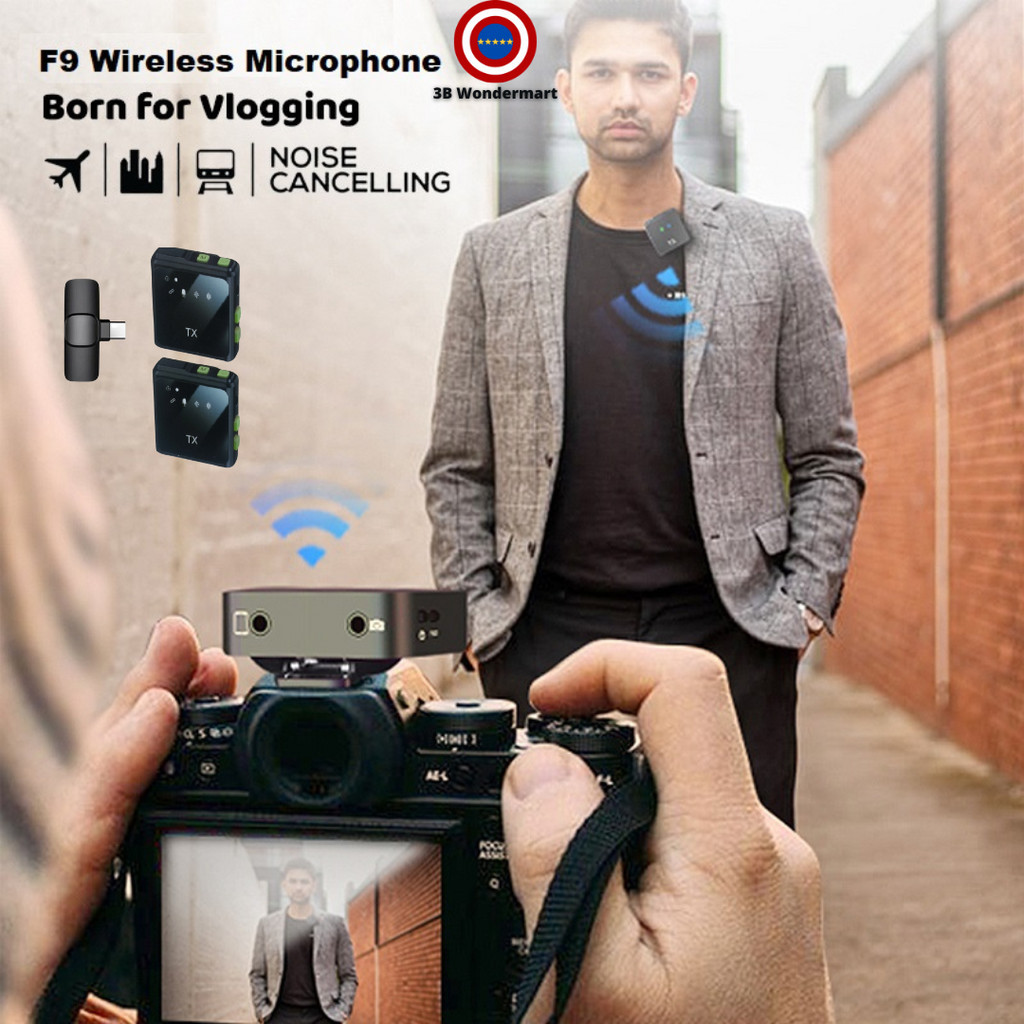 F9 Wireless Microphone Professional Vlogging Telephone Live Noise ...