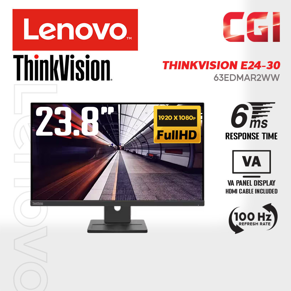 Lenovo 23.8" Thinkvision E24-30 IPS FHD 100Hz 4ms Build-In-Speaker ...