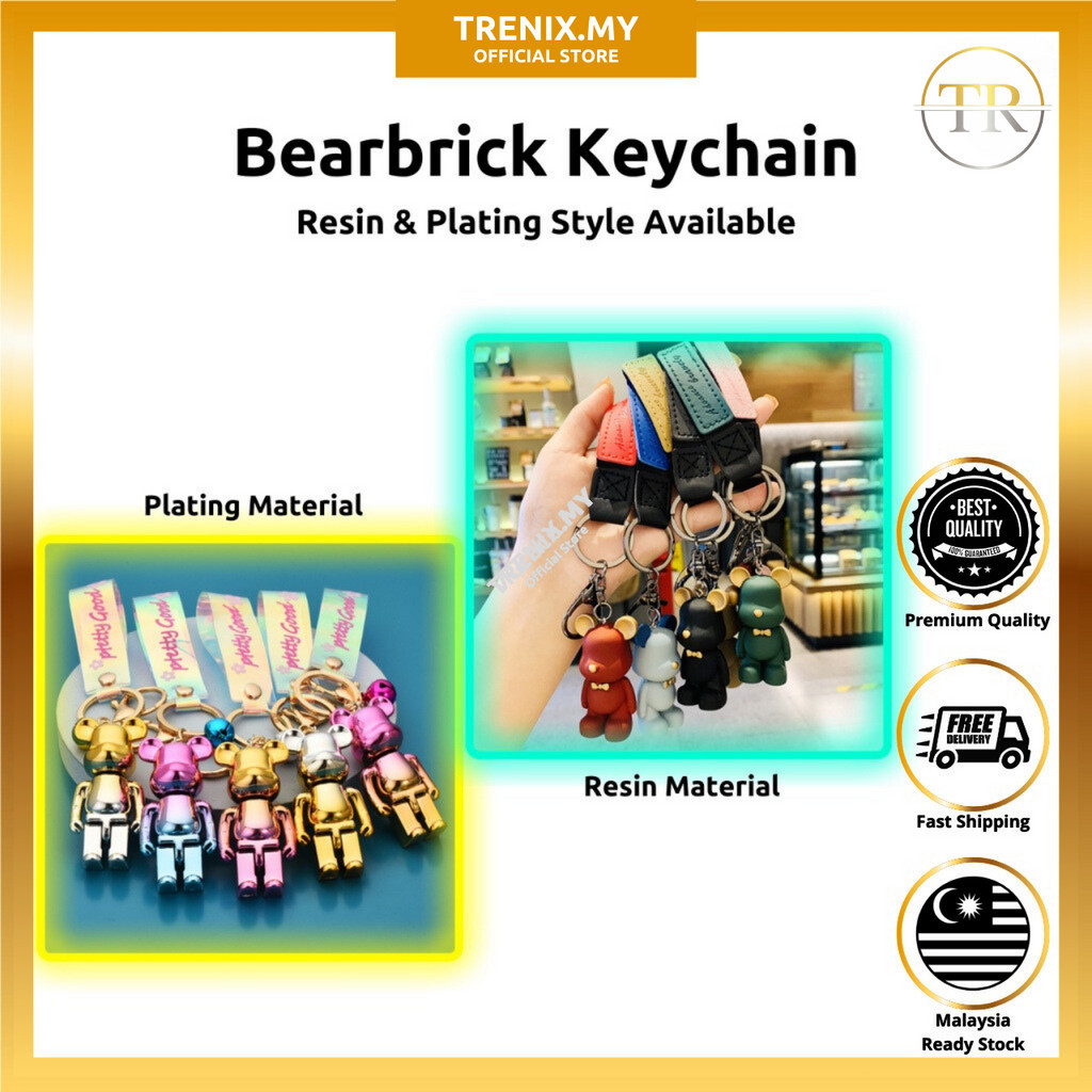 VGrace Nordic Bearbrick Keychain Resin Plating Material Creative Cute ...