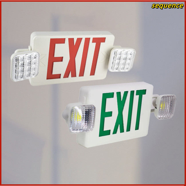 Se Emergency Light Exit Sign, UL Listed, 120V-277V AC, 3H 2x3W, Fire ...