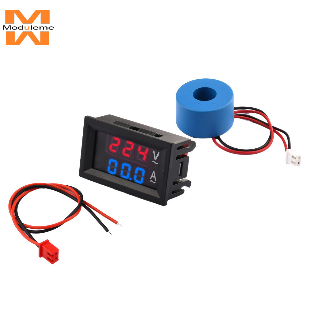 Digital Ammeter Voltmeter AC 60V-500V 100A Multimeter Panel Volt Amp ...