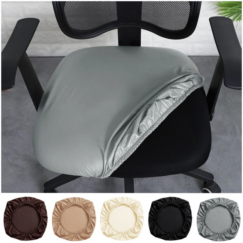 PU Leather Chair Seat Cover Waterproof Chair Cover Elastic Office Chair ...