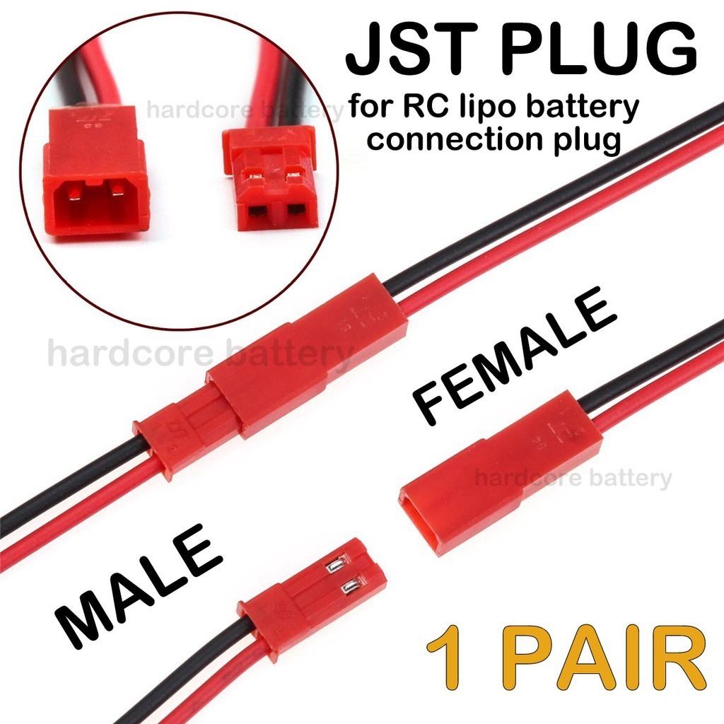 JST RC Lipo lithium Battery Connector 2 pin 2.54MM DIY Drone boat 10CM ...
