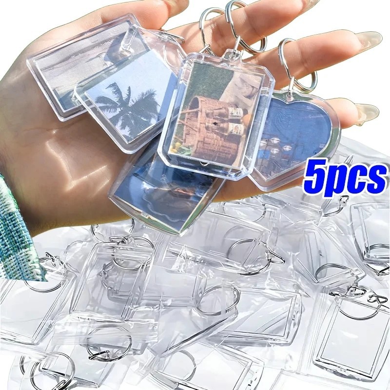 Blank Acrylic Picture Frame Keychain/DIY Clear Insert Photo Split ...