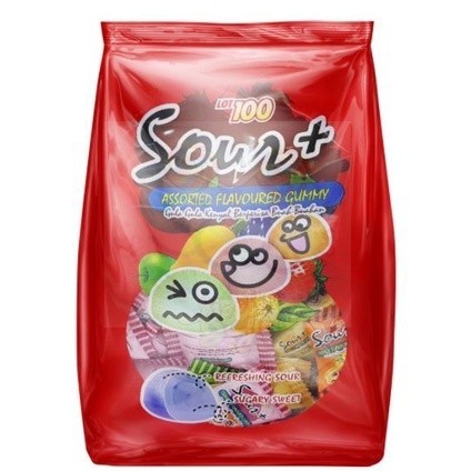 Lot 100 Sour Plus Gummy Chewy Candy Mixed Fruit / Gula Masam Kunyah ...