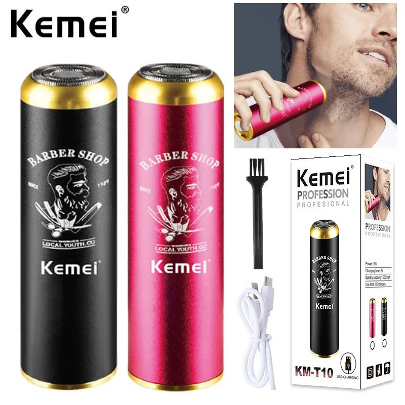 Original KEMEI KM-T10 Mini Men Electric Shaver Wet and Dry Use USB Rechargeable Portable Shaving ...