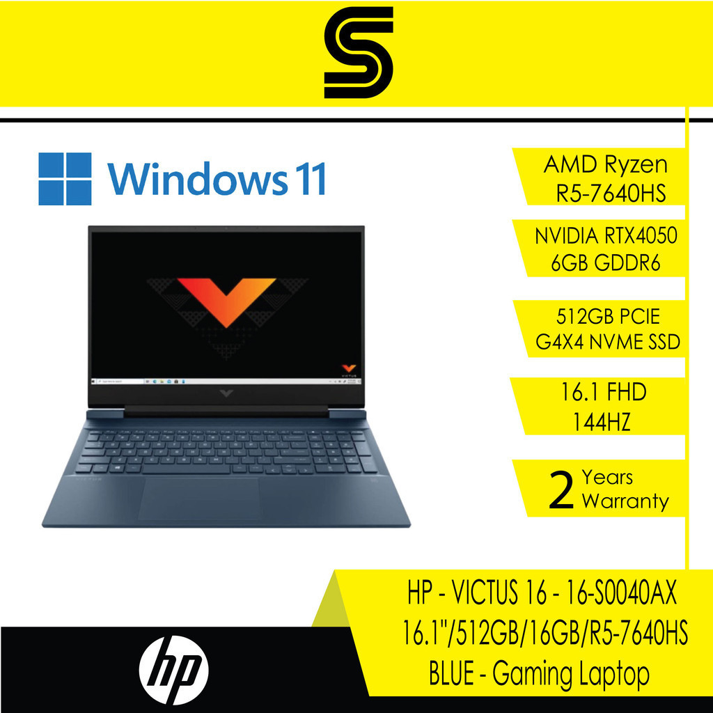 HP VICTUS 16 (S0040AX)16.1 FHD 144HZ/R5-7640HS/16GB/512GB SSD/NVIDIA ...