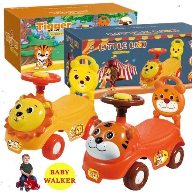 Lion Walker Car Kids Ride On Cartoon Lion & Tiger Baby Push Car With ...