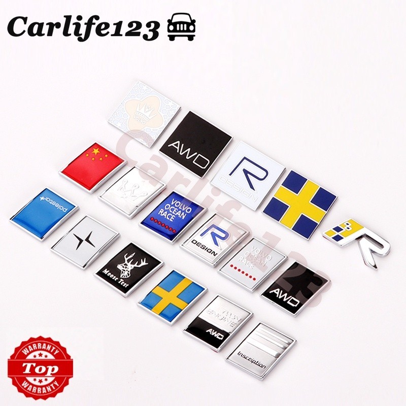 For Volvo T5 T6 Rear Trunk Emblem AWD Badge SWEDEN Flag Polaris RDESIGN ...