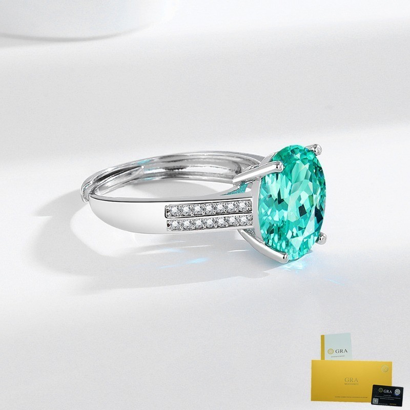 [With Gra Certificate] Half of the country's egg-shaped Paraiba ring ...