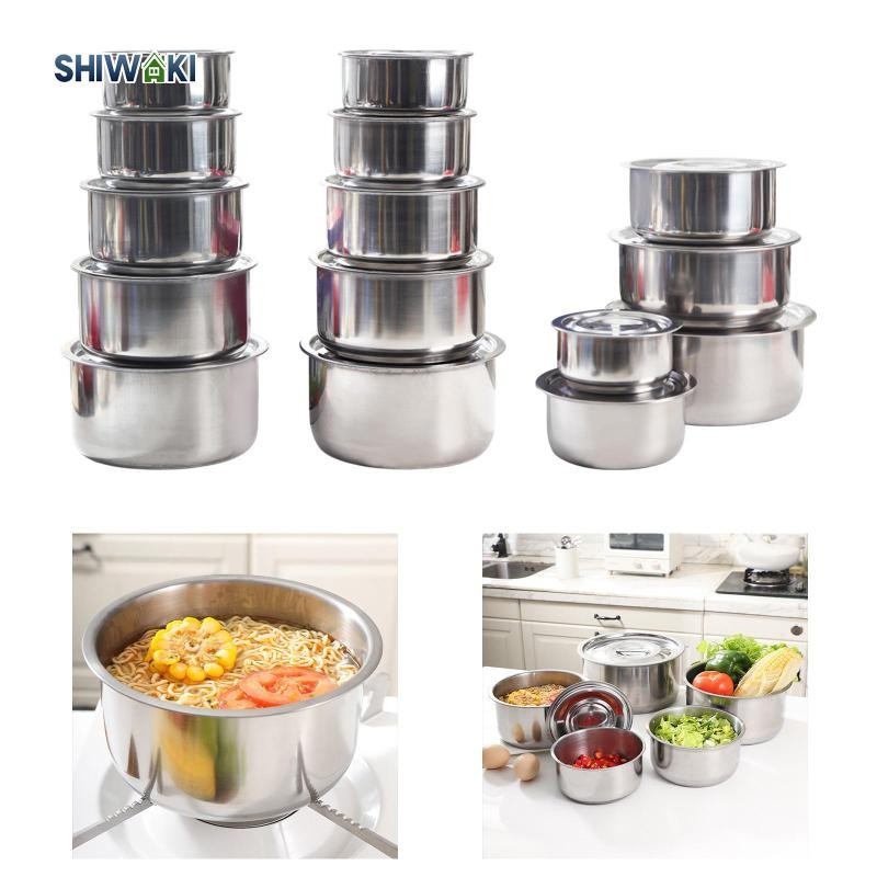 [ShiwakiMY] 5Pcs Stainless Steel Soup Pots with Lid, Professional ...