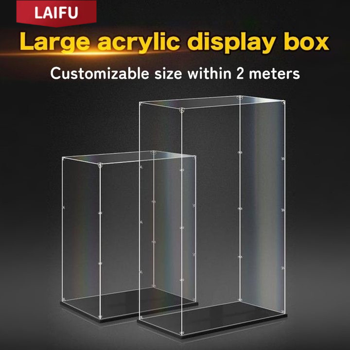 Acrylic Display Box 50cm/60cm/70cm Large Size Transparent Dust Cover ...