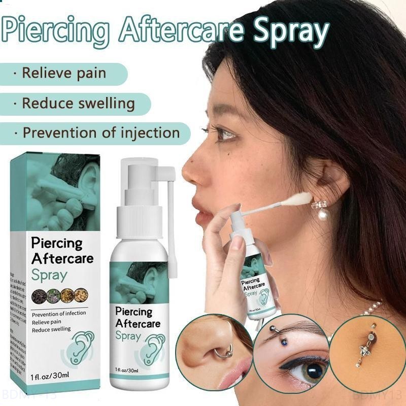Hot Ear Piercing Care Spray Gentle Cleaning Solution Anti-Blocking Relieving Pain Reducing ...