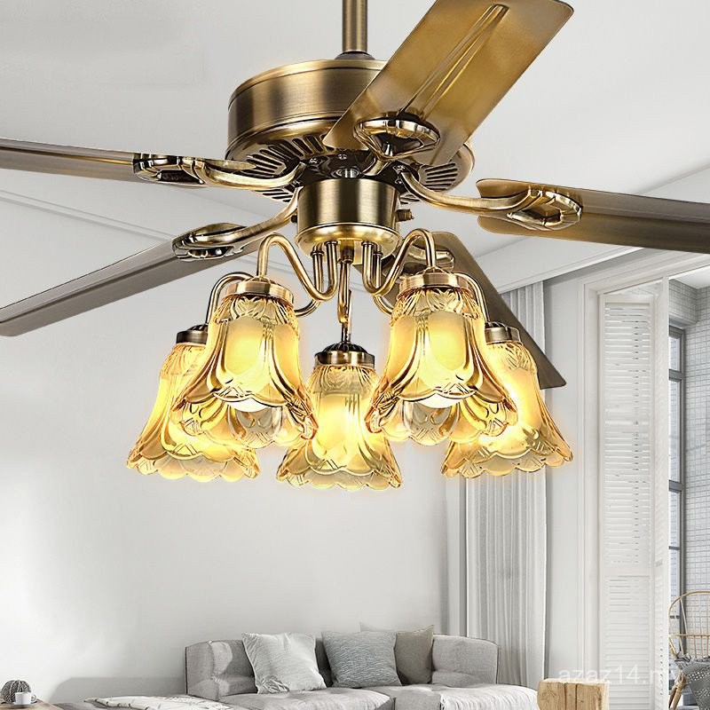 52 Saiz Besar Daun Kayu Retro Besi Daun Kipas Lampu Bilik Tidur Rumah ...