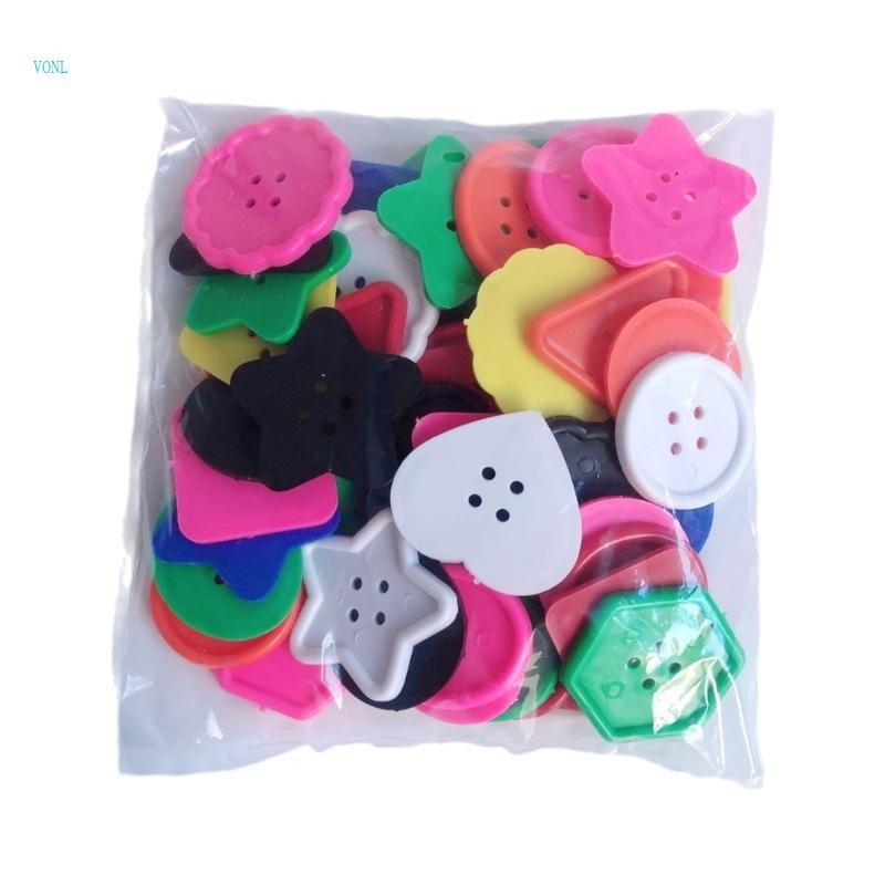 Vonl 50 Pieces Large Buttons Colourful Buttons Threading Toy Craft ...