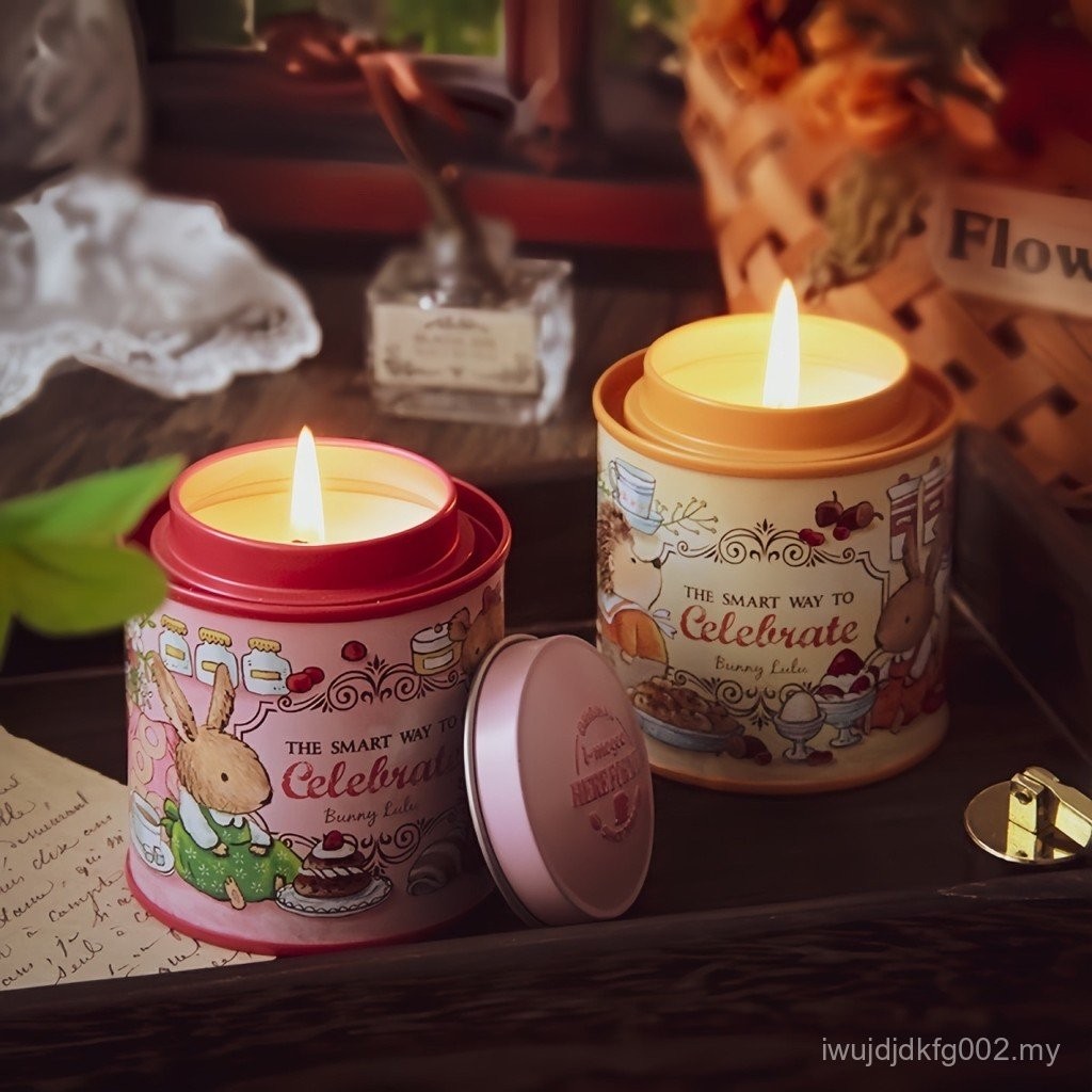 Lilin Aromaterapi Krim Retro Bunny Besi Segar Tin Lilin Soya Rumah ...