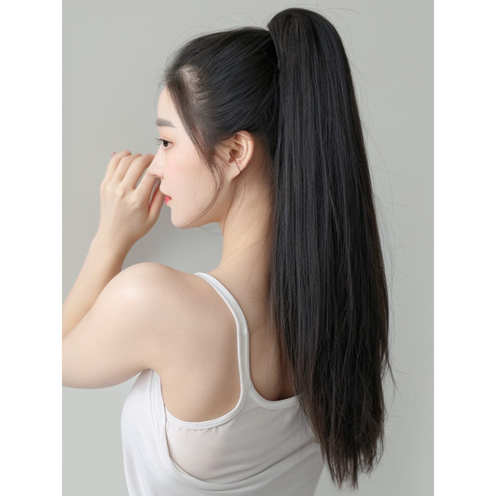 Ekor Kuda Palsu untuk Wanita Gaya Klip Cakar Rambut Lurus Panjang Air ...