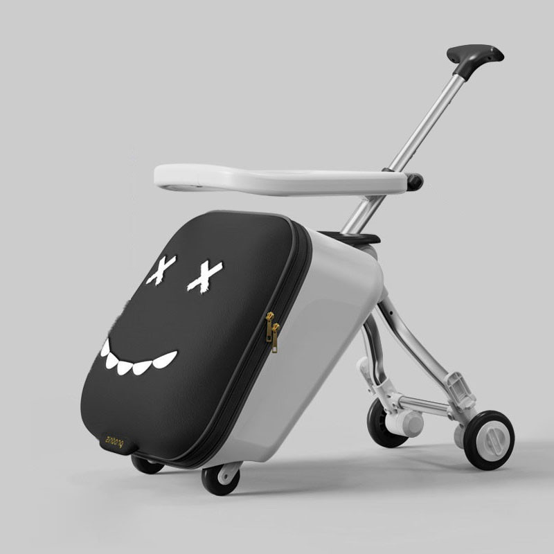 New Children's Luggage Can Sit Ride on Trolley Luggage Foldable ...
