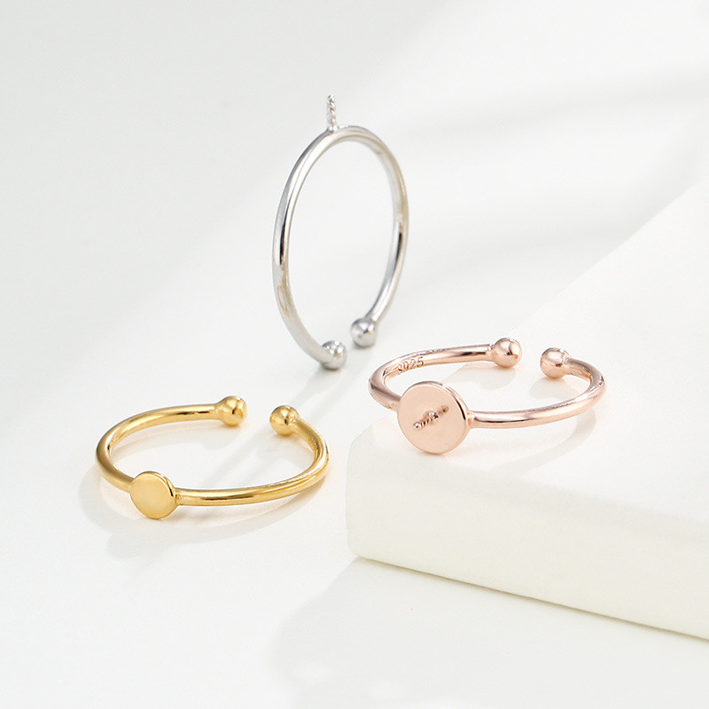 Ring Setting|925 Sterling Silver Ring Blank Mounting for Glue-on Pearls ...