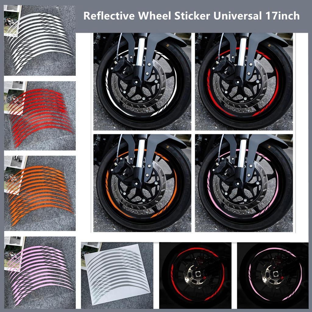 17 inch Reflective Motorcycle Rim Stickers Wheel Decals 17'' Rim ...