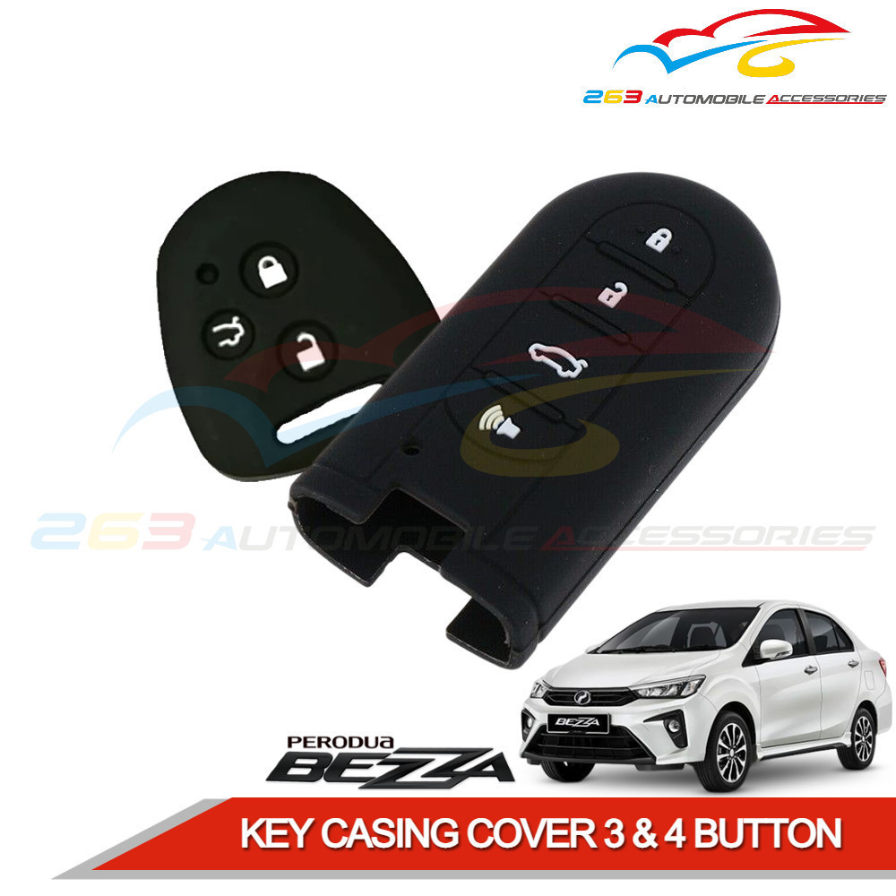 PERODUA BEZZA SILICONE KEY CASING COVER 3 / 4 BUTTON ( BLACK ) | Shopee ...