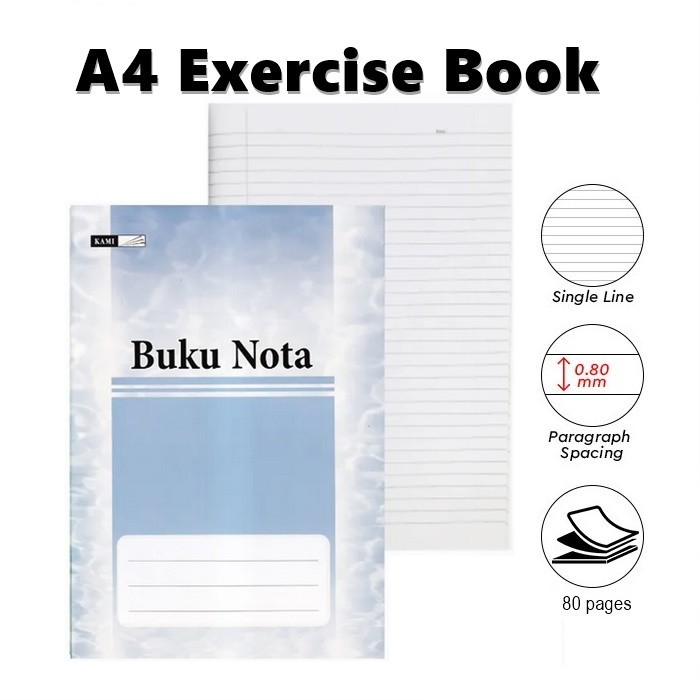 WR KAMI A4 80 Pages Soft Card Cover Single Line Exercise Book/Note Book ...
