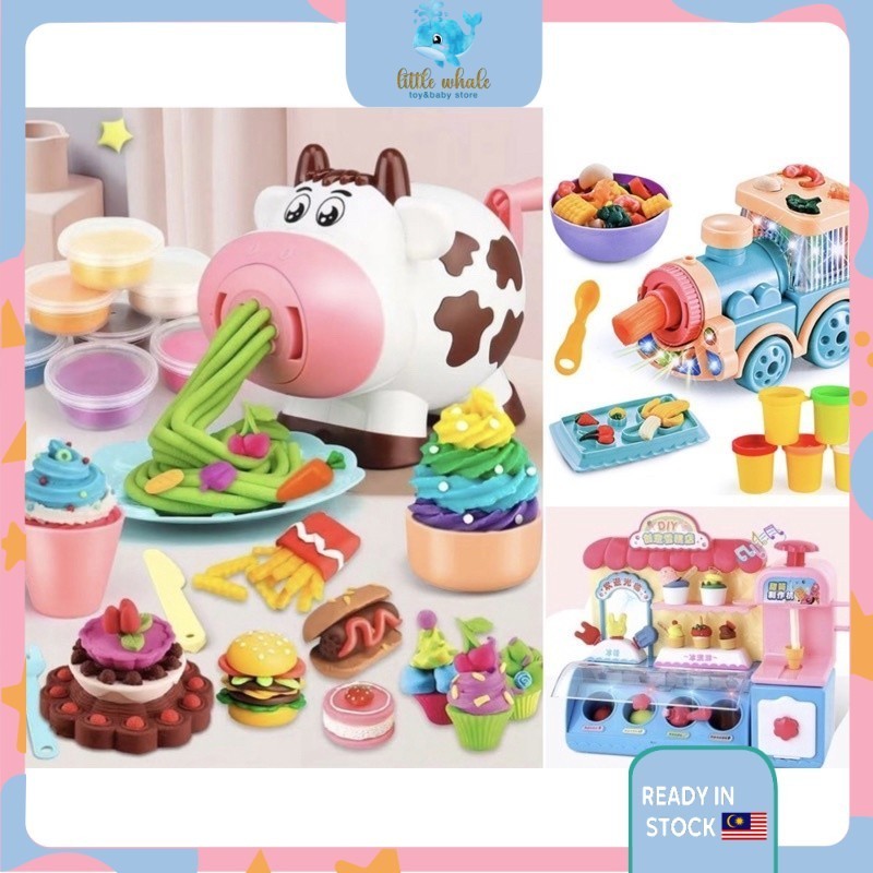 🐳Colour Clay Play Doh Plasticine Clay Kids Toy Cute Cow Train Noodle ...