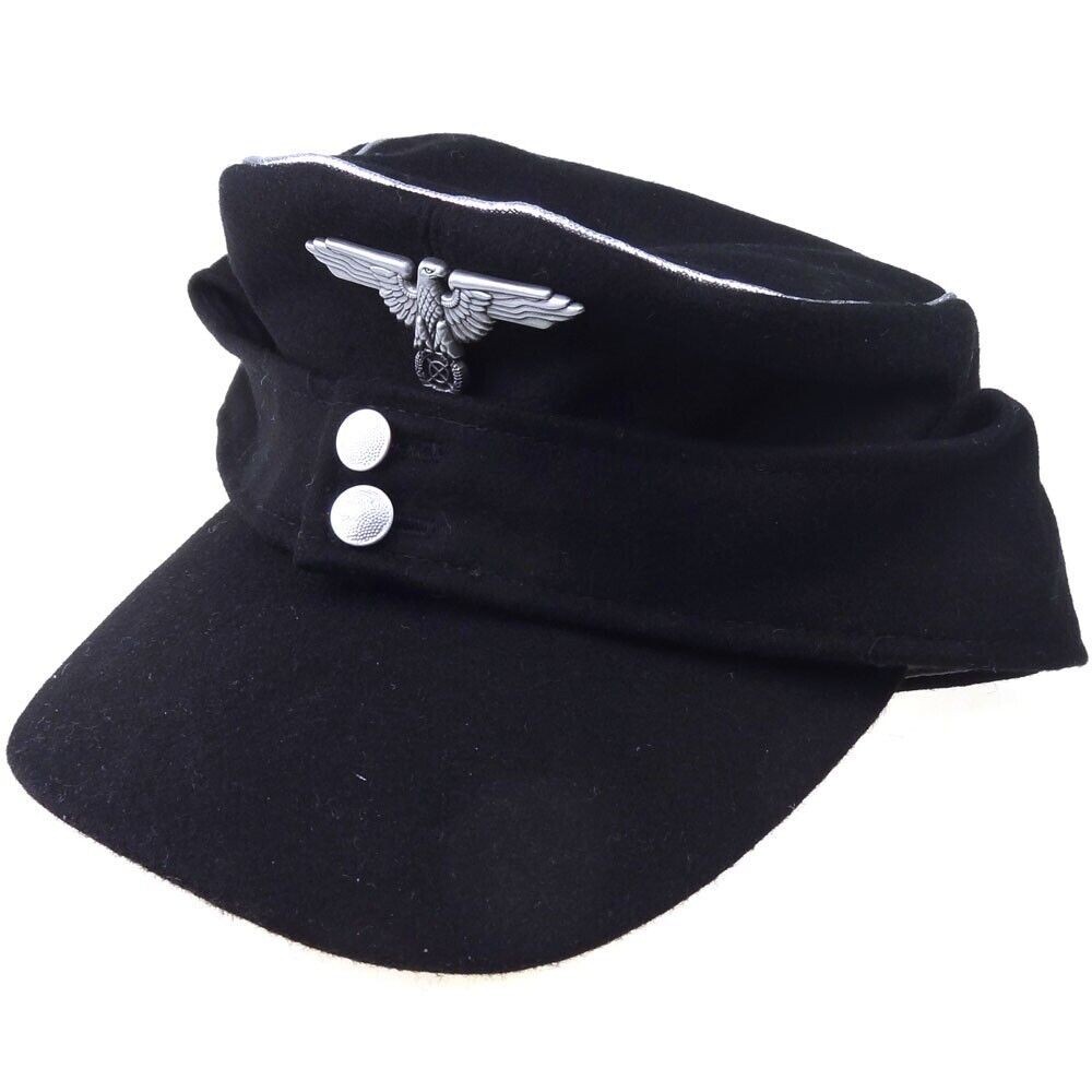 WW2 German Army Officer M43 Field Wool Cap Black Hat & German Eagle ...