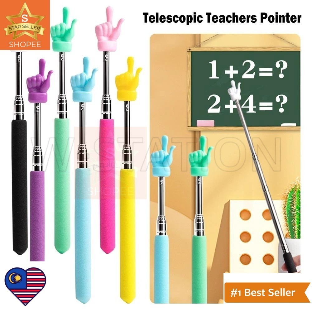 (MW)Telescopic Teachers Pointer Rod Finger Design Retractable Teaching ...