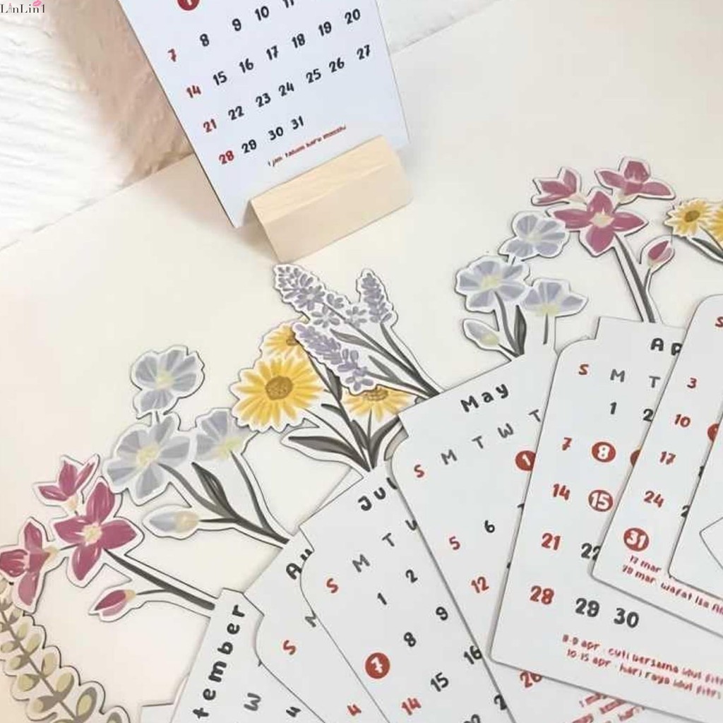 2024 Bloomy Flowers Desk Calendar Vase Shaped Monthly Calendar Planner ...