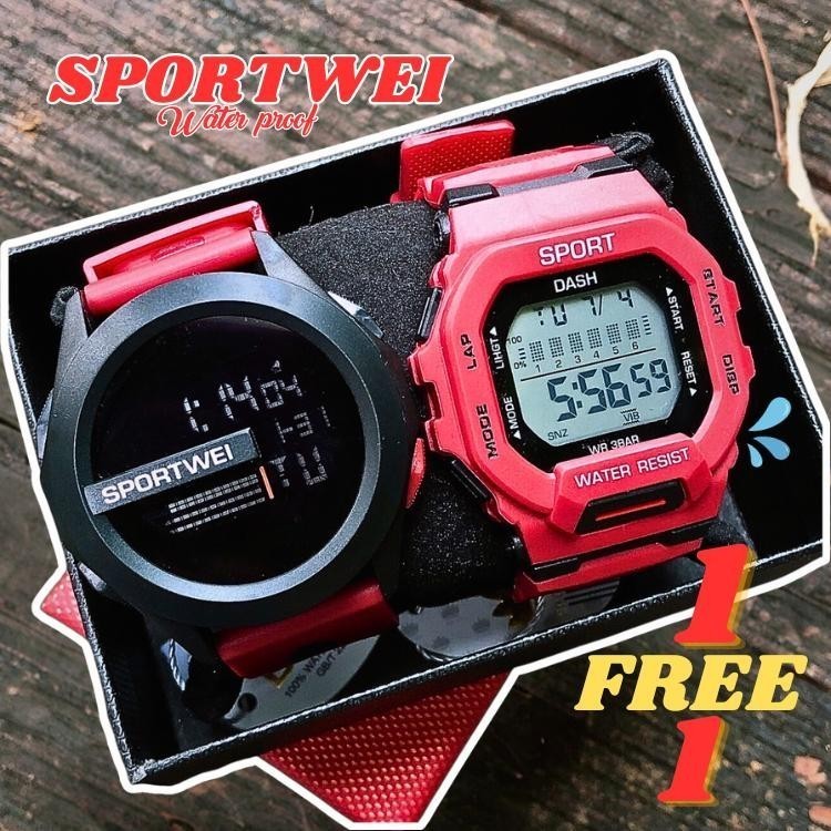 Original POSHI Jam Tangan Lelaki Buy 1 Take 1 Waterproof Alarm Digital ...