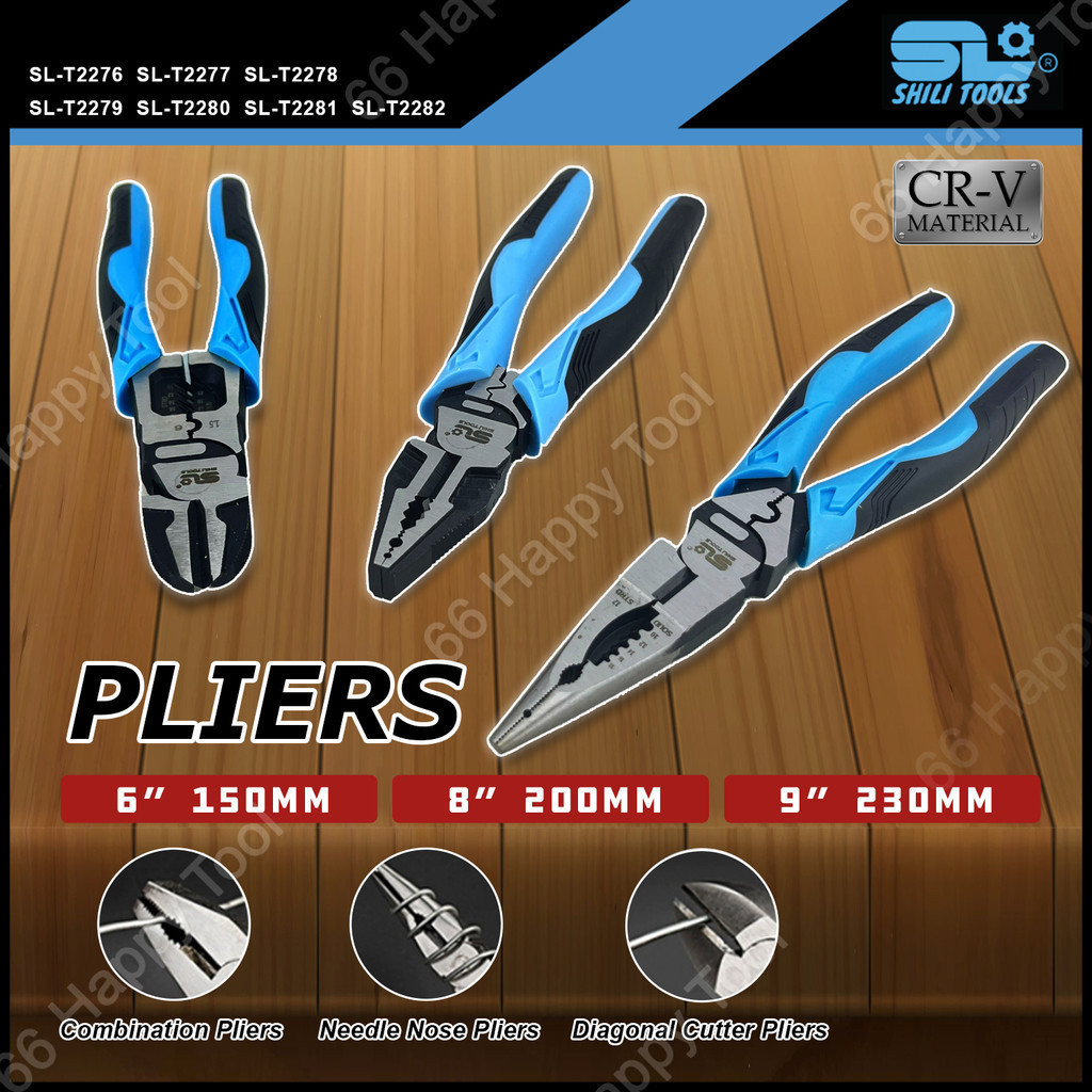Shili Tools 6"/8"/9" Combination Plier Diagonal Cutter Plier Needle ...