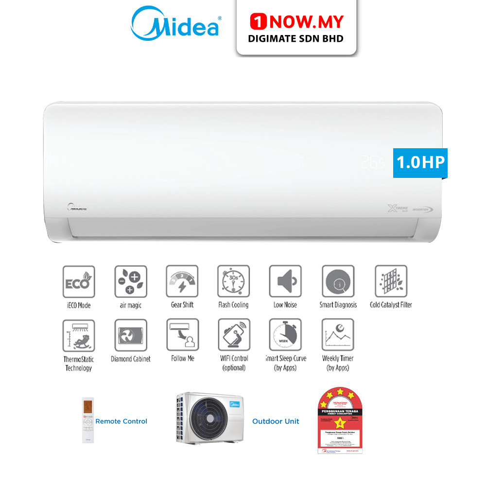 MIDEA 1HP Xtreme Save Inverter Air Conditioner MSXS-10CRDN8 | WiFi Wall ...