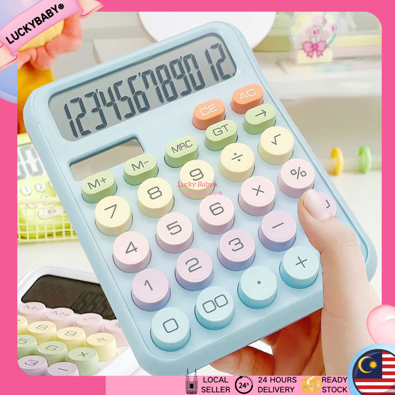 Ins Korean Dopamine Color Calculator 12 Digits Large Display Mechanical ...