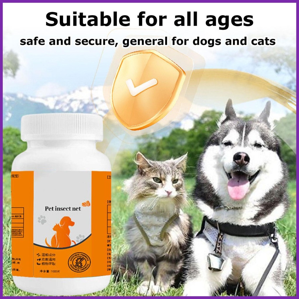 Dog and Cat Dewormer 100X Effective Safe Tasty Pills Pet Internal Deworming Tablets Cat Dewormer ...