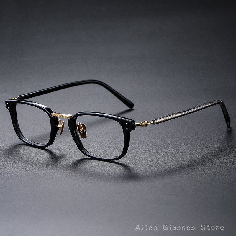 Retro Pure Titanium + Acetate Glasses Frame Small Frame Eyewear Men ...
