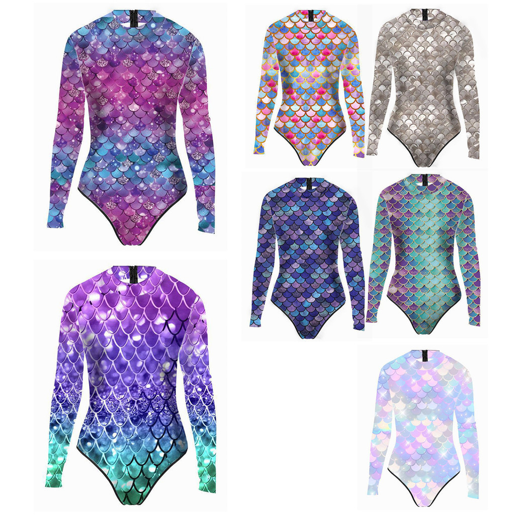 YOOJIA Women One-piece Bathing Suit Long Sleeve Fish Scale Print ... YOOJIA Women One-piece Bathing Suit Long Sleeve Fish Scale Print ...