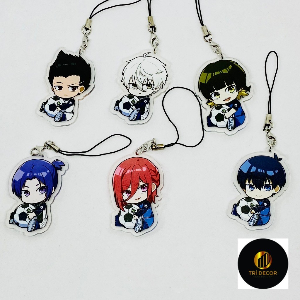 Blue LOCK mica acrylic phone strap hanging keychain anime chibi nagi ...
