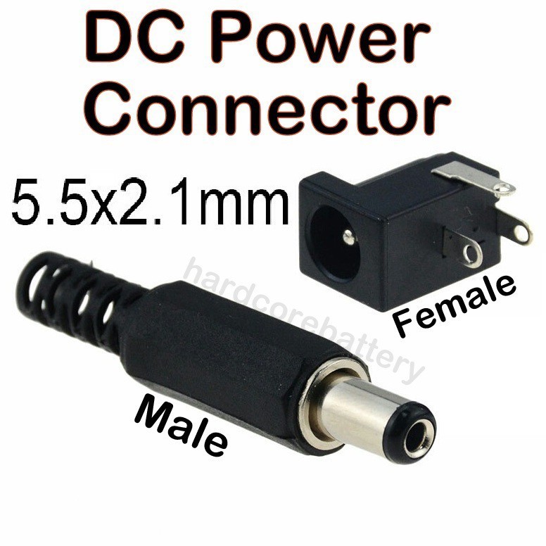 DC Power Connector Adapter Jack Male Female Socket DIY 5.5*2.1mm Plug Solder Wire Pin 3 12v ...