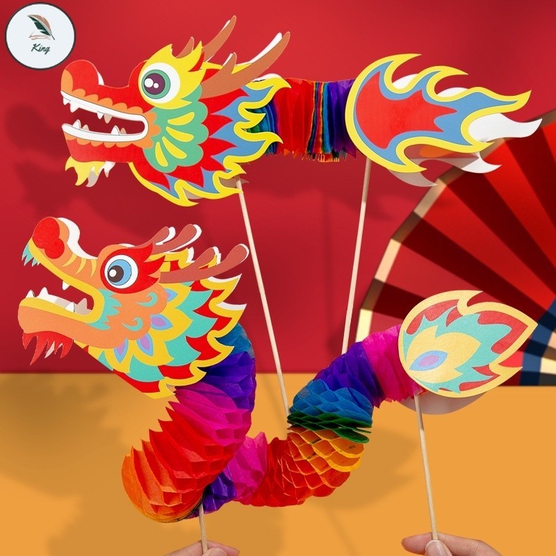 KC Colorful Paper Dragon Dance Ornaments Traditional Pick-up Game Props ...
