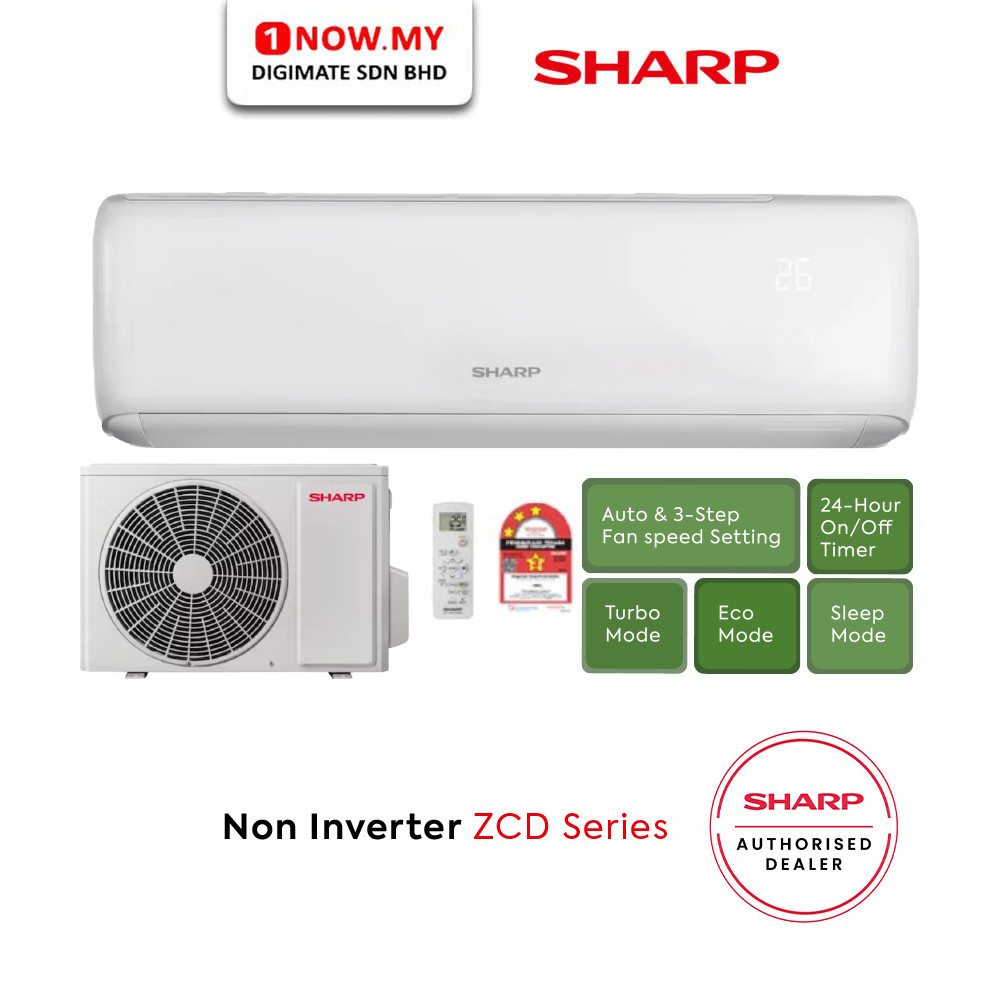 SHARP 1HP 1.5HP 2HP 2.5HP Non Inverter Air Conditioner AHA9 / 12 / 18 / 24ZCD | ZCD Wall Mount ...