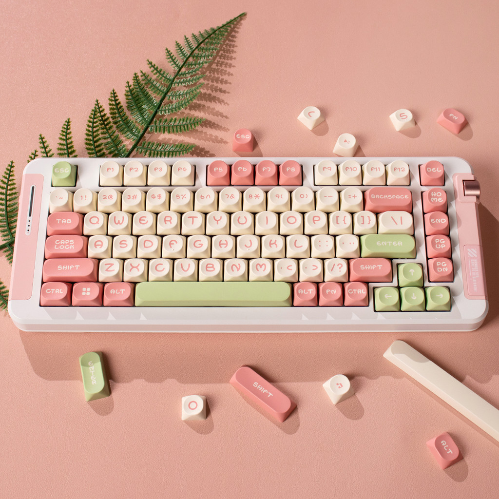 130 Keys Pink+Green keycaps PBT MOA profile keycap set For mx switch ...