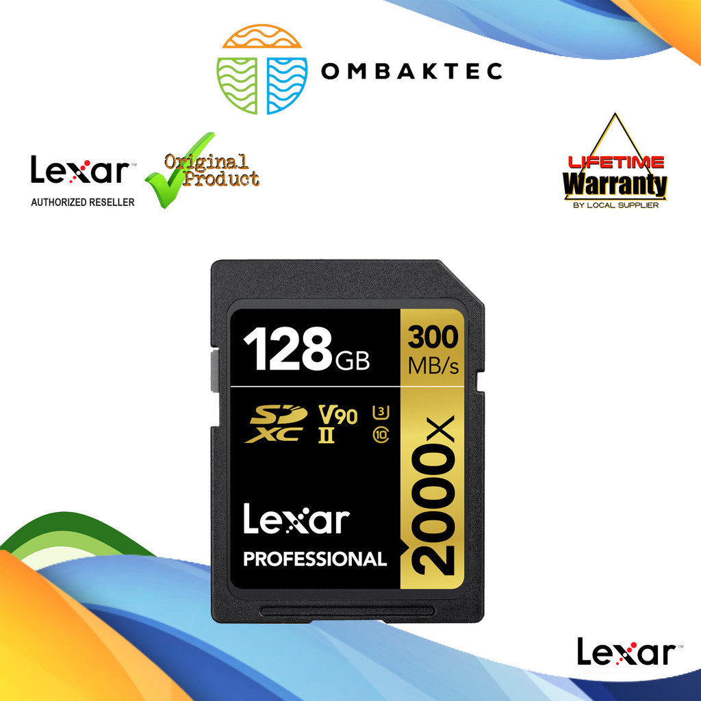 Lexar 2000x SDHC™/SDXC™ UHS-II 128GB Professional Card (R300 / W260 MB ...