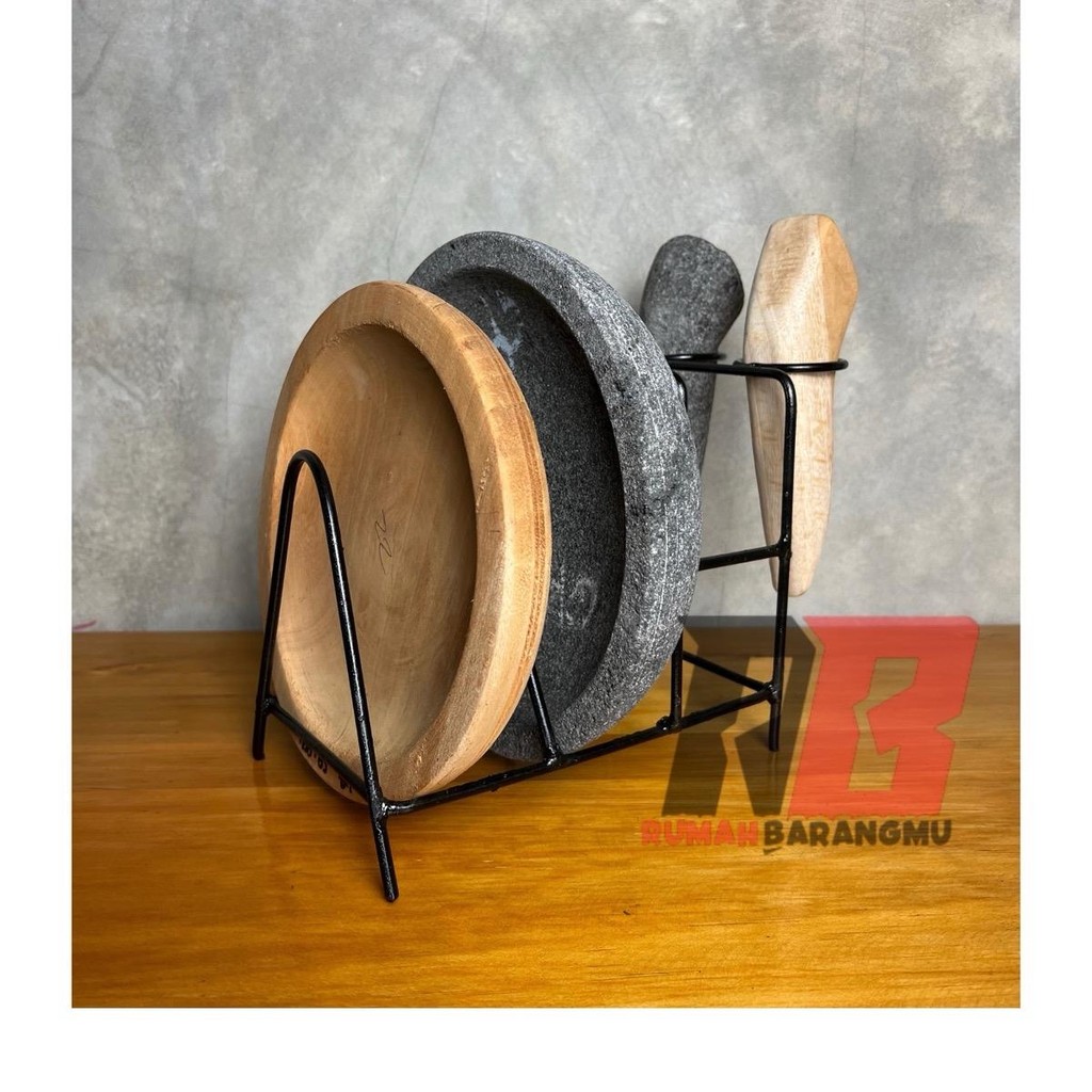 HITAM Minimalist Stainless Steel Mortar Rack and Cutting Board, Black ...