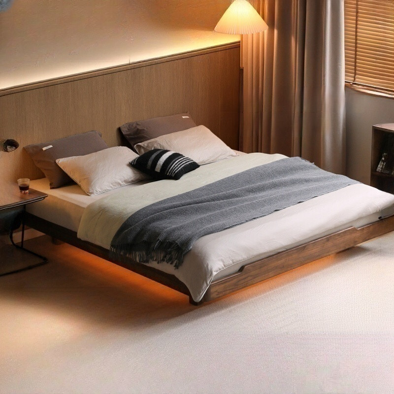 Solid Wood Bed Black Walnut Bedroom Bedless Bed Tatami Bed Small House ...